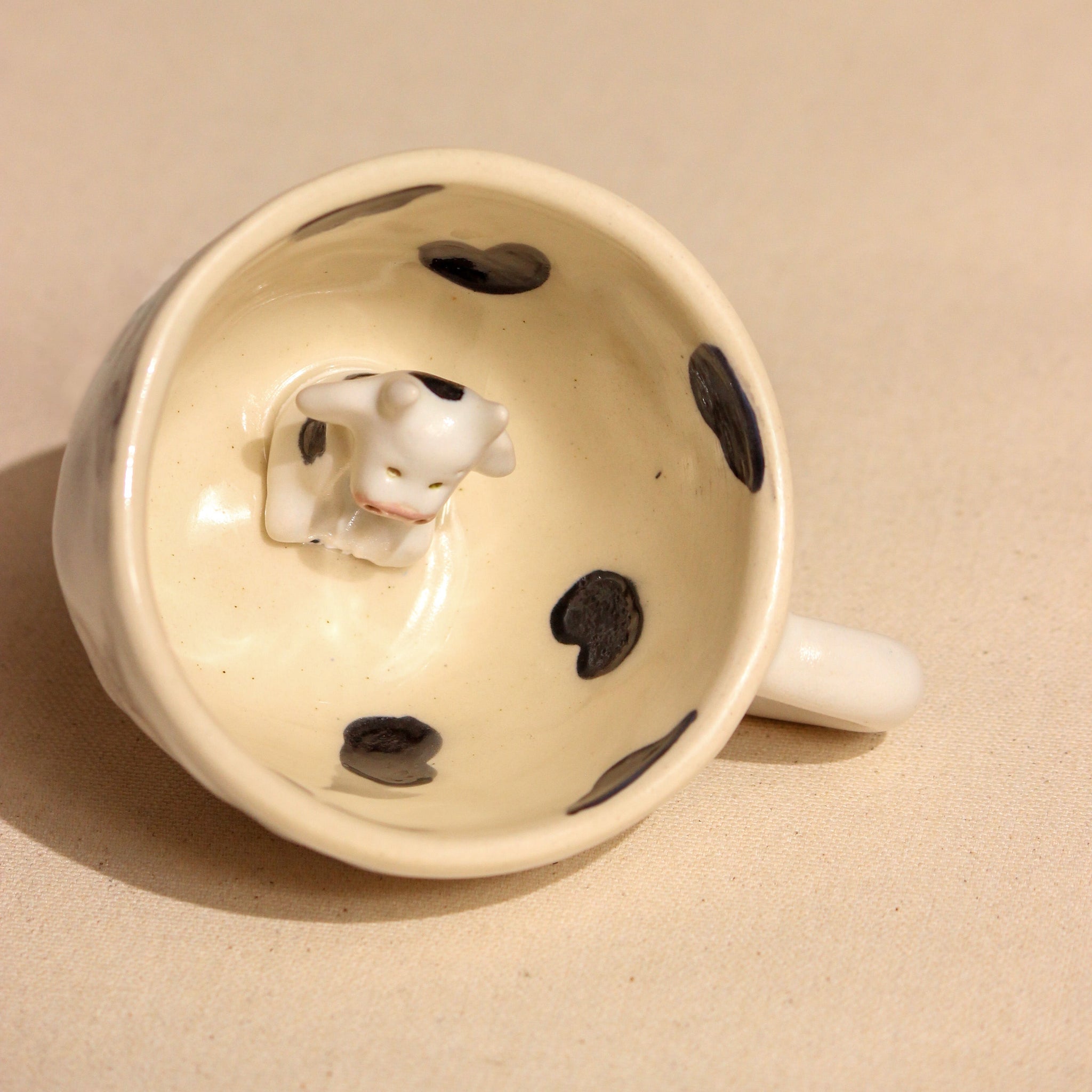Handmade Ceramic Cup Saucer Set with Cute Cow | The Orby House – THE ...