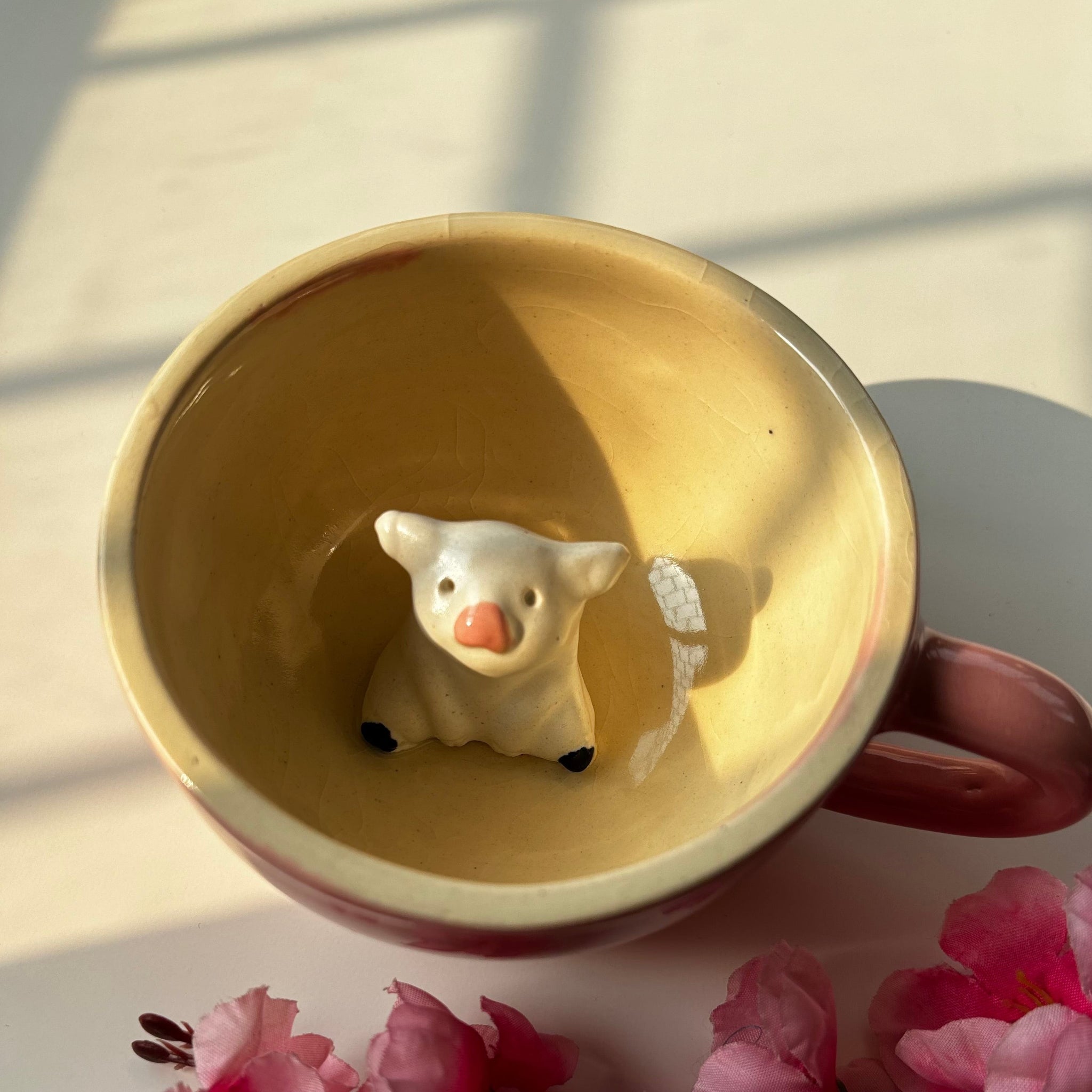 Handmade Ceramic Cup Saucer Set with Cute Pig | The Orby House – THE ORBY HOUSE
